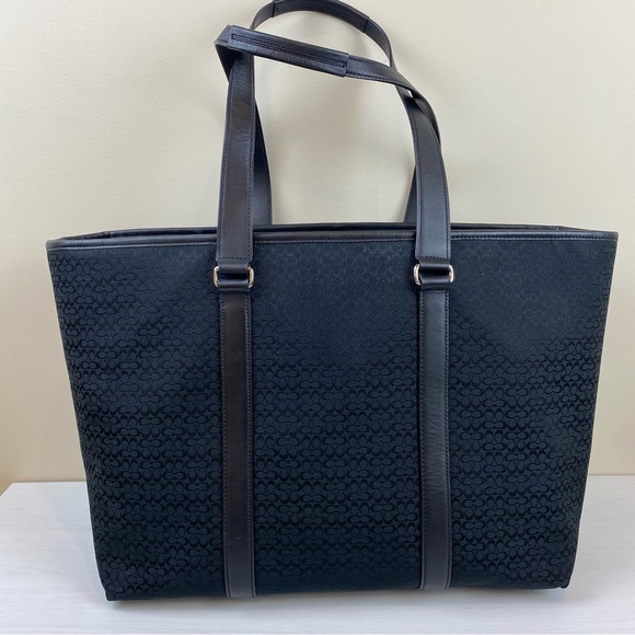 Coach | Bags | Coach Mini Signature Weekender Travel Tote Black Canvas ...